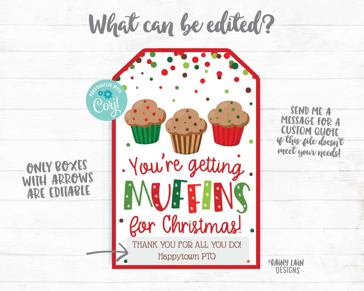 You're Getting Muffin for Christmas Tags Christmas Gift Tag Homemade M ...
