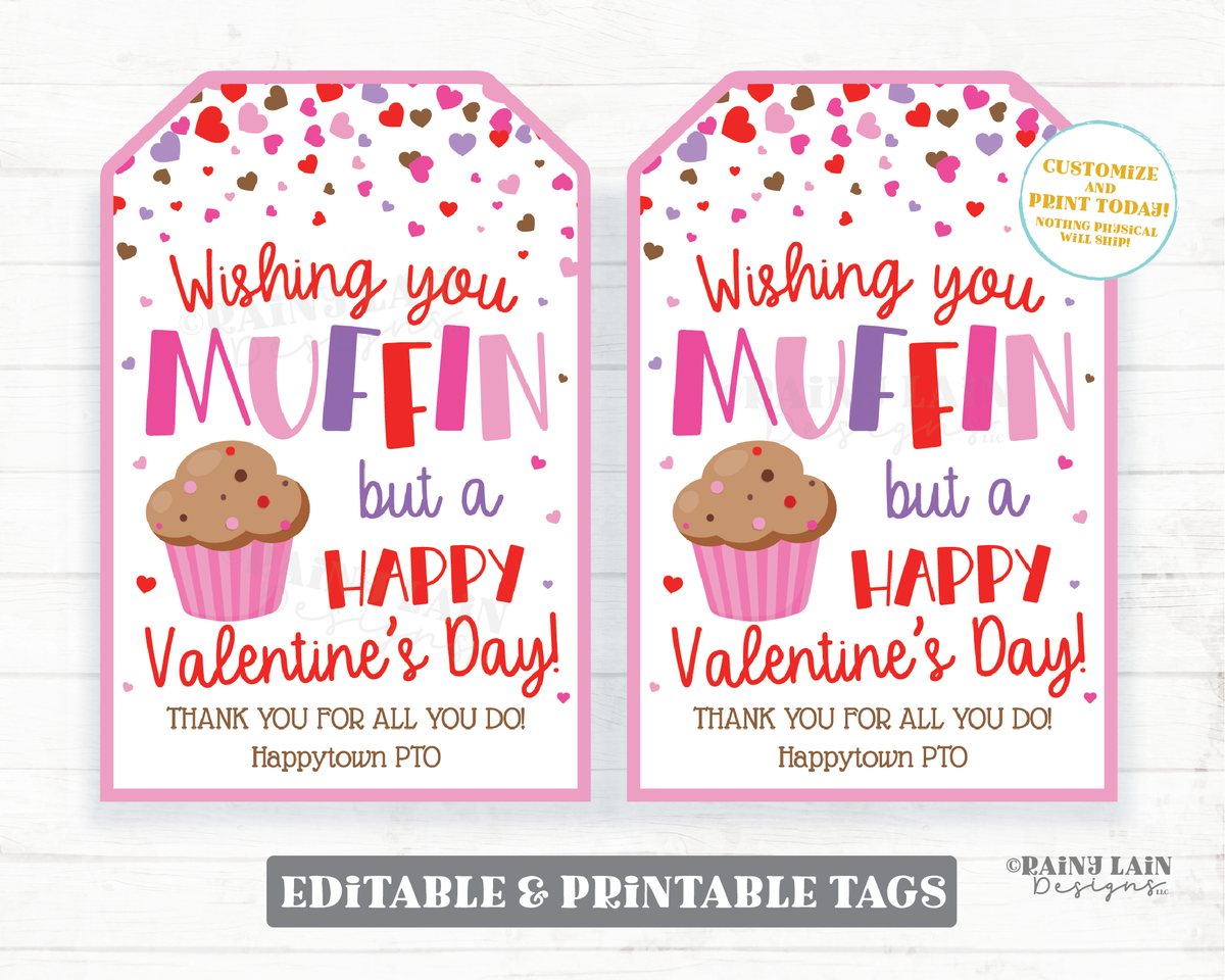 Muffin Valentine Tag Muffin But a Happy Valentine's Day Gift Printable ...