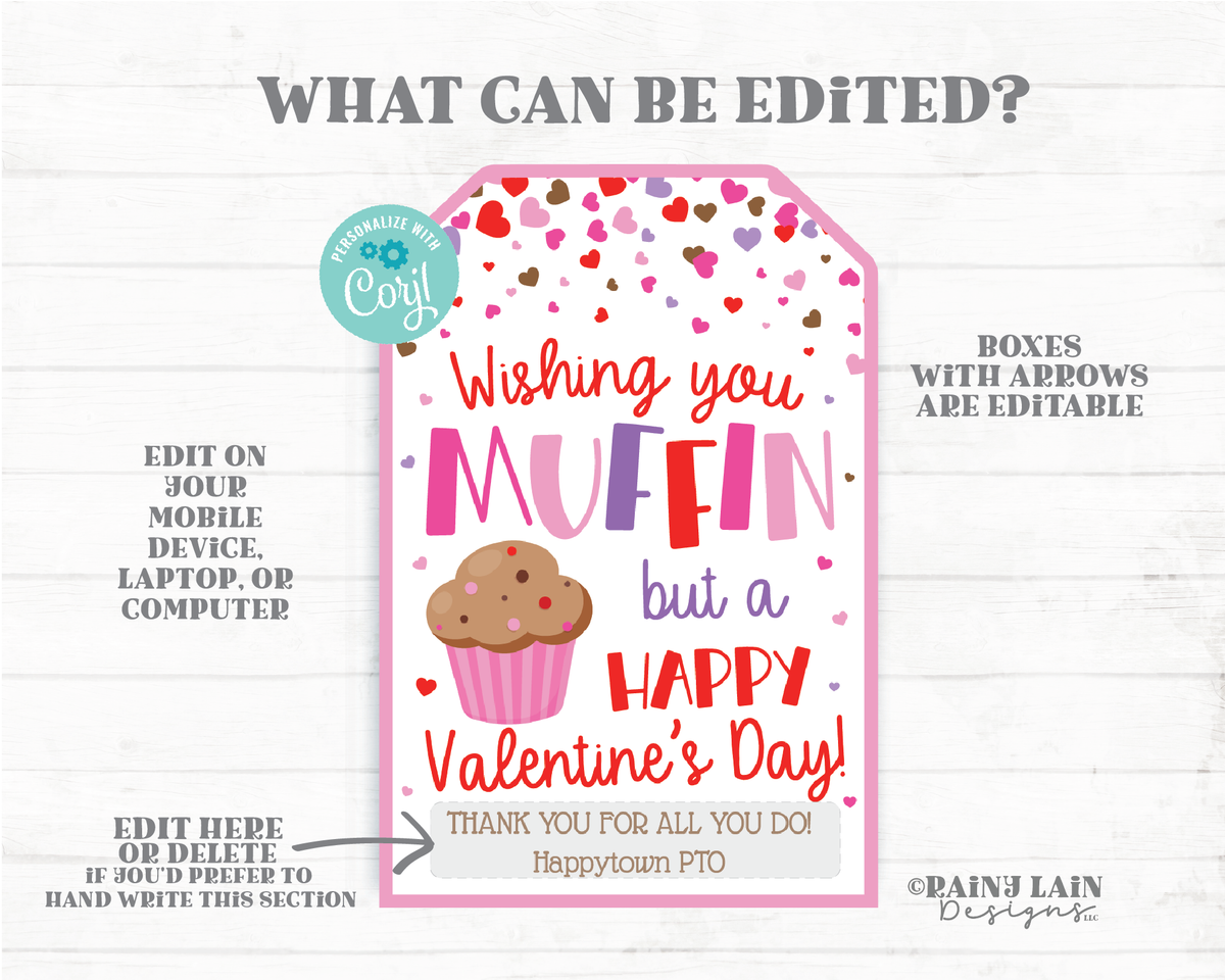 Muffin Valentine Tag Muffin But a Happy Valentine's Day Gift Printable ...