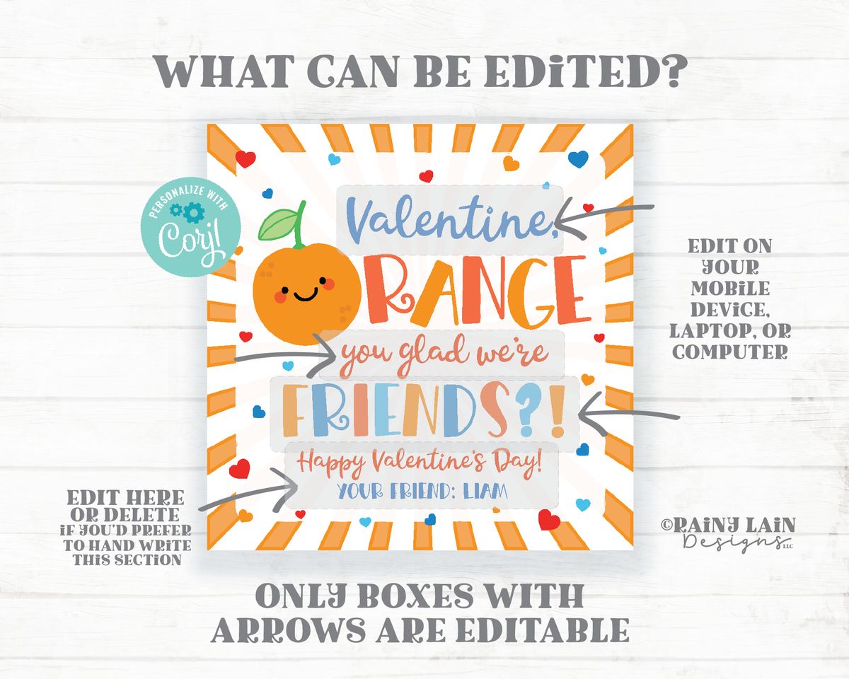 Orange Valentine Tags You Glad We're Friends Cutie Clementine Tangerin ...
