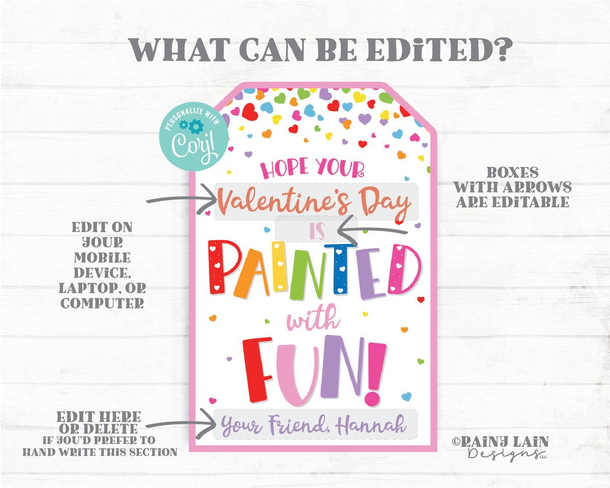 Painted with Fun Valentine Tag Paint Brush Valentine's Day Gift Painti ...
