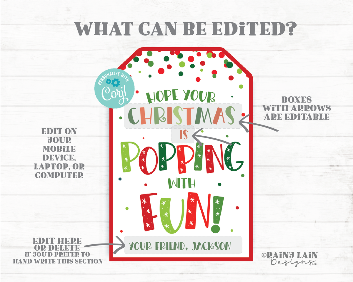 Christmas Pop It Gift Tag Popping with Fun Poppin Holiday Popit Fidget ...