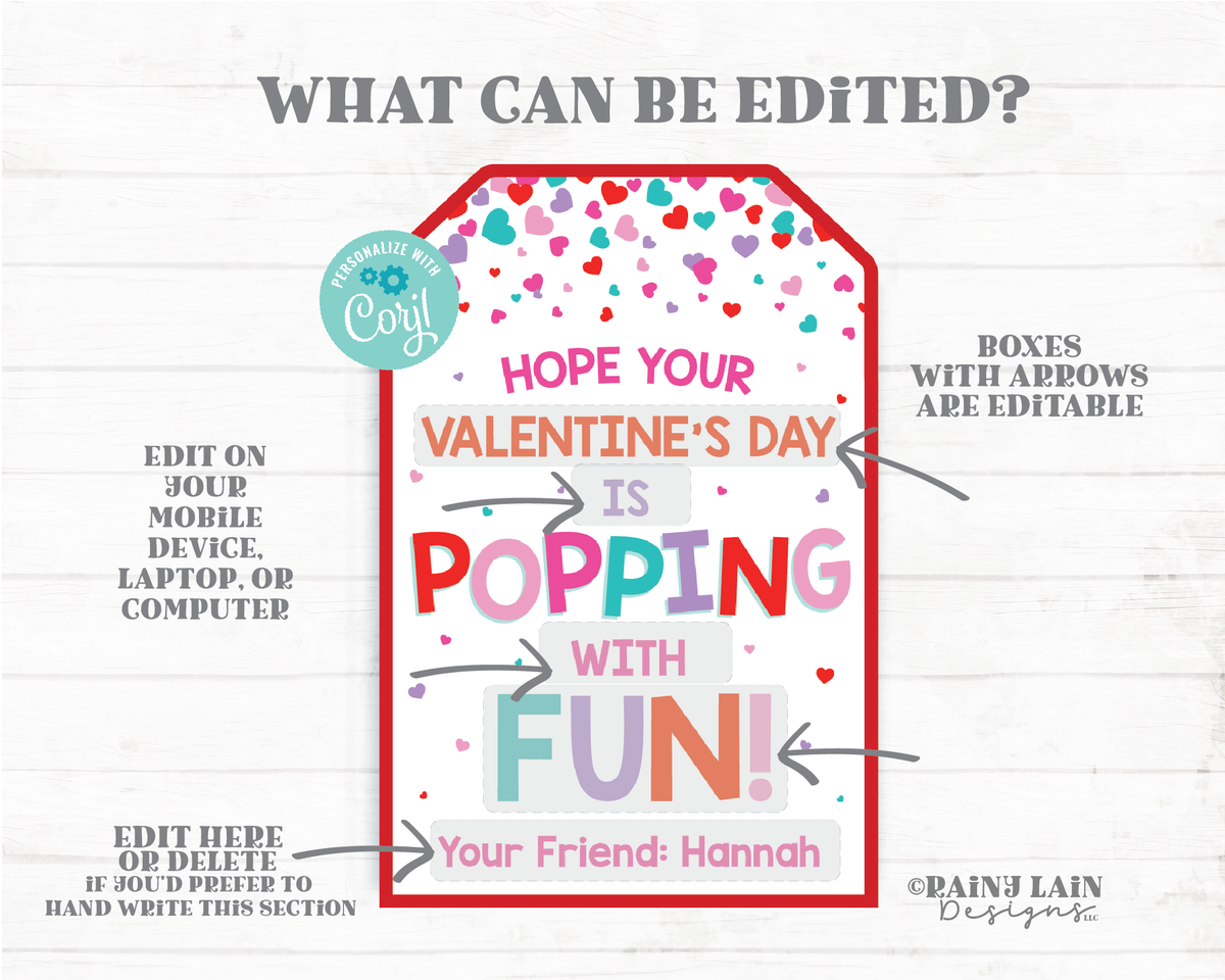 Pop Fidget Valentine Pop Gift Tag Popping with Fun Tag Pop Toy Prescho ...