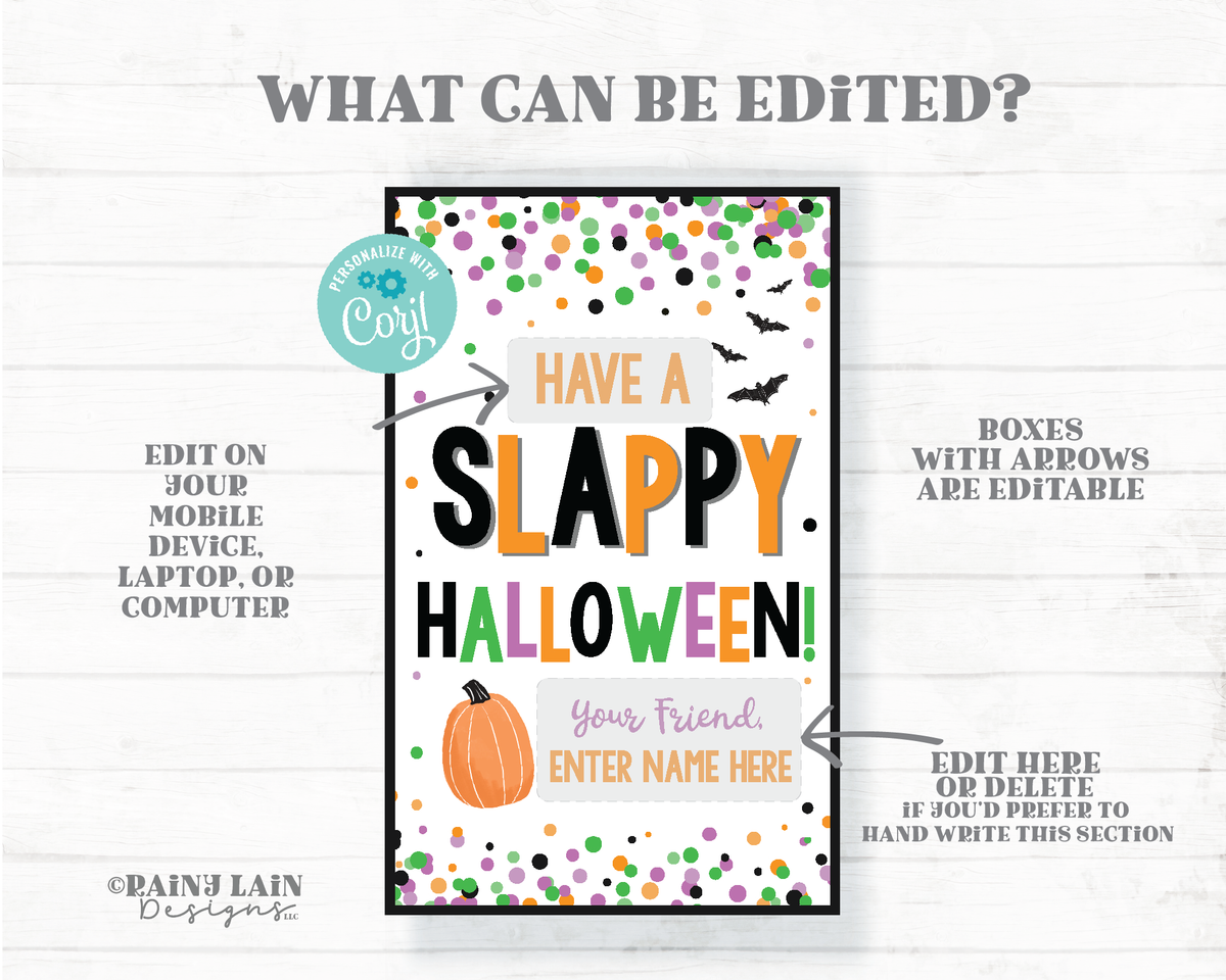 Slappy Halloween Tag Slap Bracelet Card Happy Halloween Gift Tags Pres ...