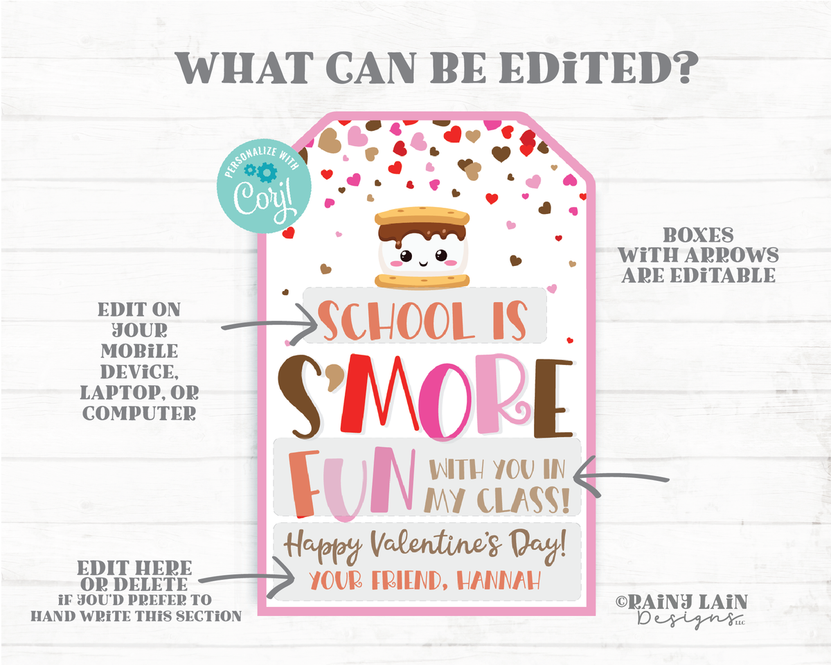 School is s'more fun with you in class Valentine Tag S'mores Valentine ...