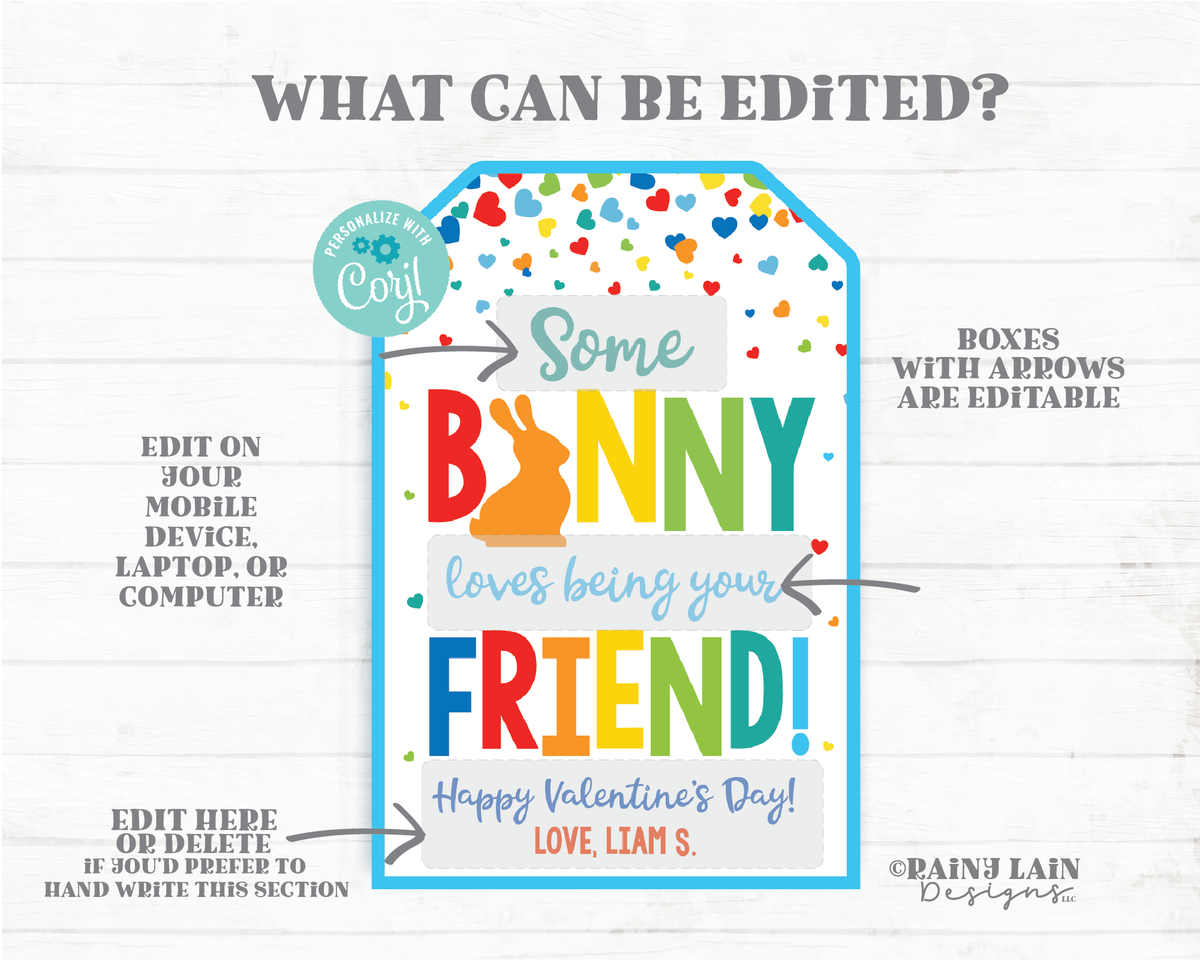 Some Bunny Loves Being Your Friend Valentine Tag Cheese Crackers Bunny ...