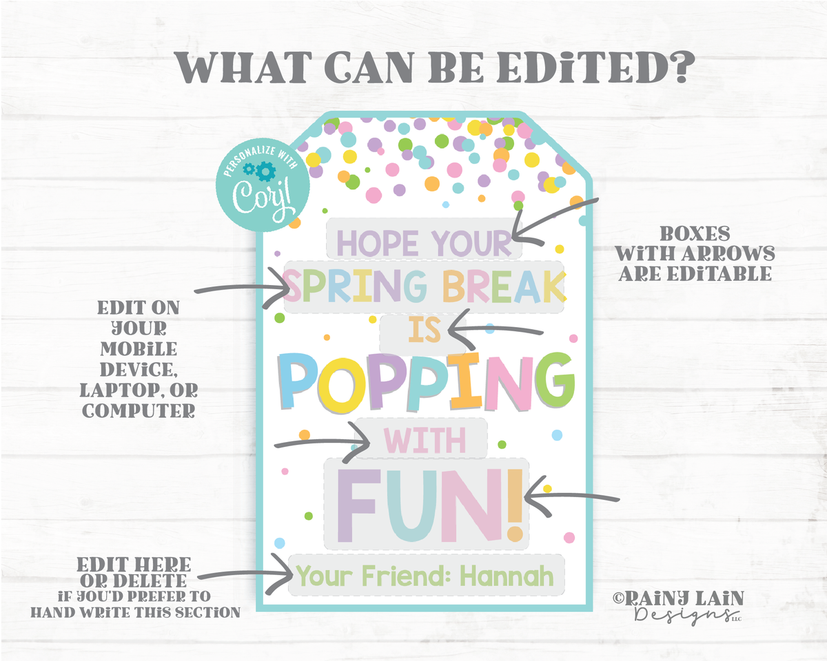 Hope your Spring Break is Popping with Fun Tags Easter Gift Tags Sprin ...