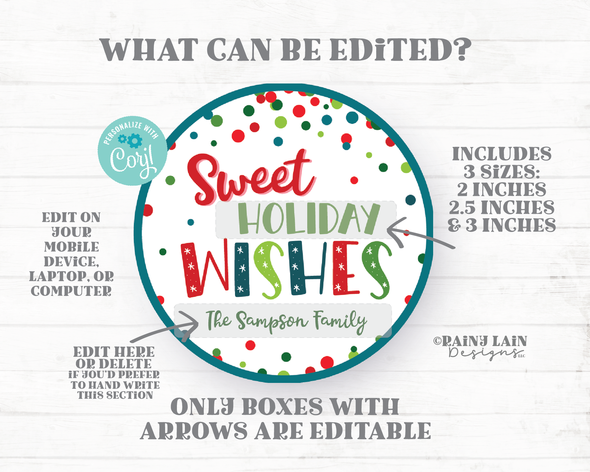 Sweet Holiday Wishes Tag Round Tag Appreciation Treat Christmas Thank ...