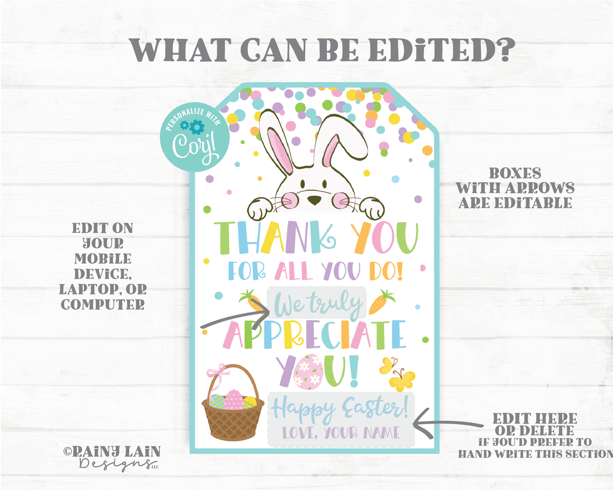 Easter Gift Tags Thank You We truly Appreciate You Spring Break Teache ...