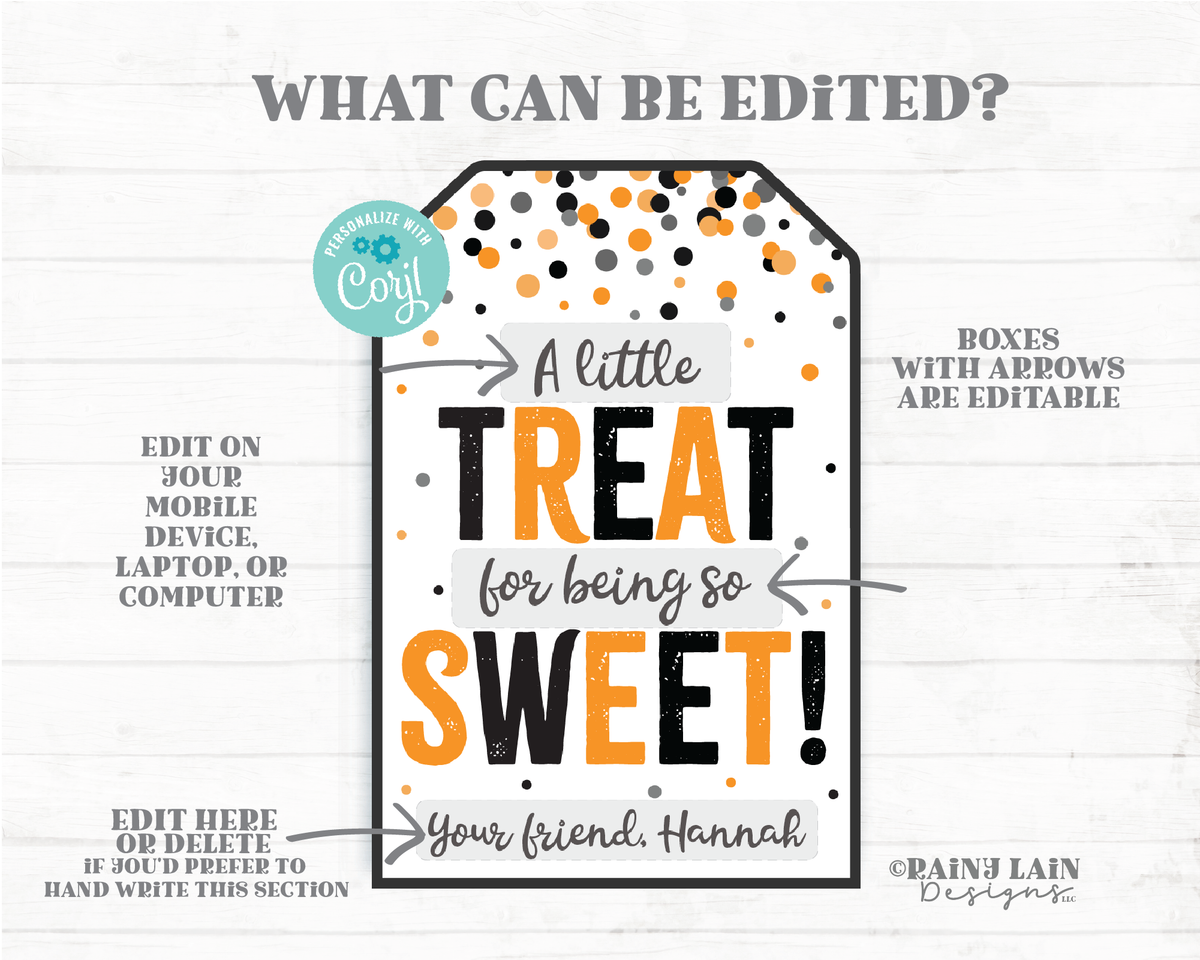 Halloween Treat for Someone Sweet Tag Appreciation Thank you Favor Tea ...
