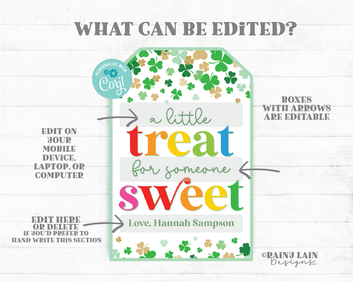 A little treat for someone sweet St Patrick's Day Tag Gift Shamrock Co ...
