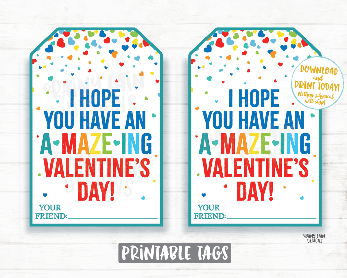 Maze Valentine Tag Mini Maze Heart Maze Have an A-MAZE-ing Valentine's ...