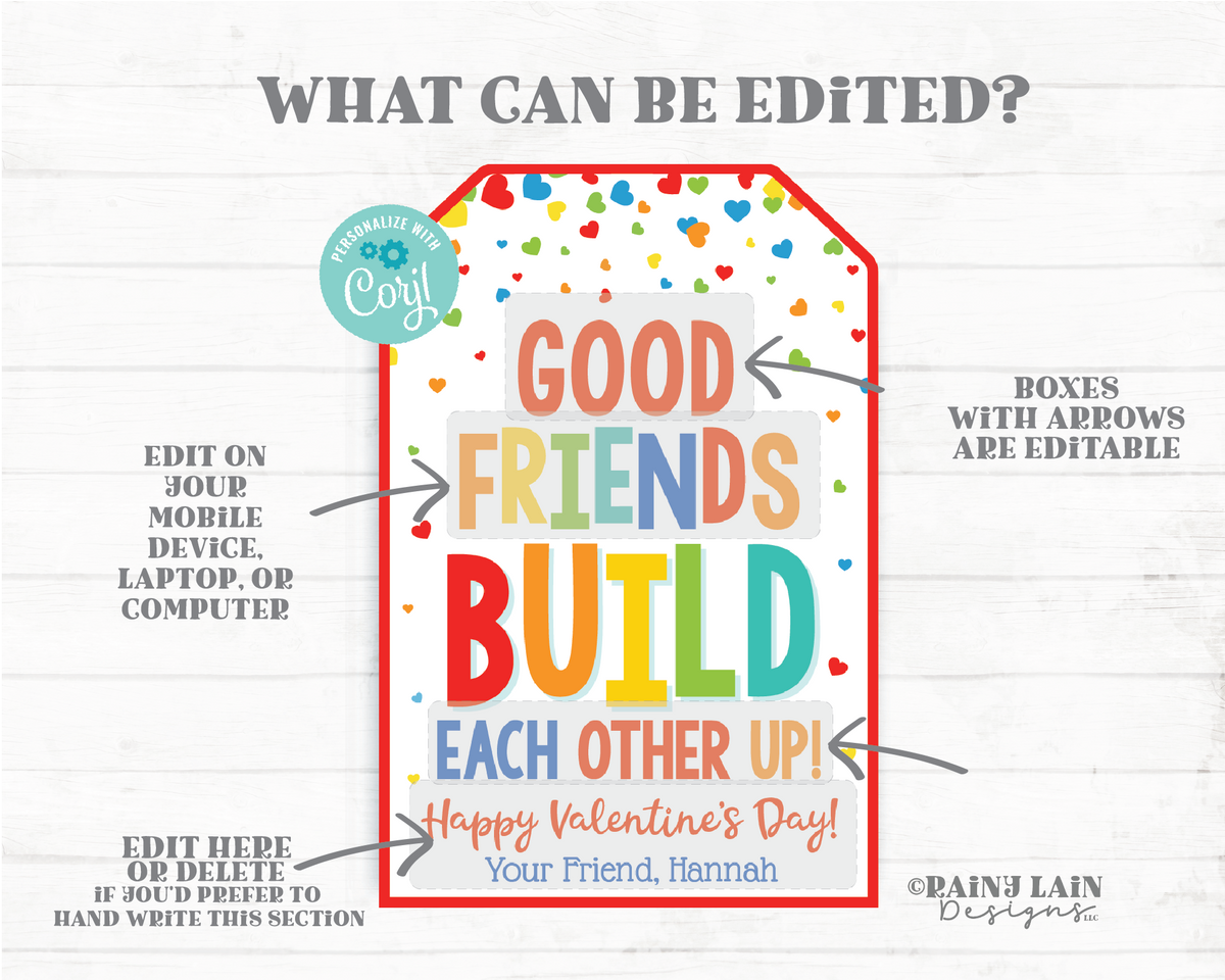 Good Friends Build Each Other Up Valentine Tag Building Blocks Puzzle ...