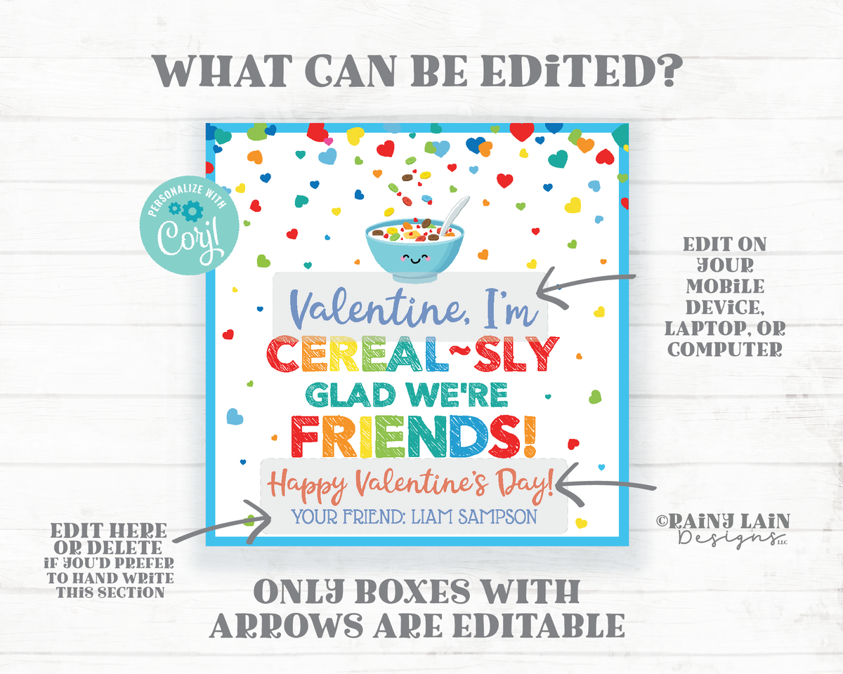 Cereal Valentine Cereal-sly Glad We're Friends Valentine Cereal Gift T ...