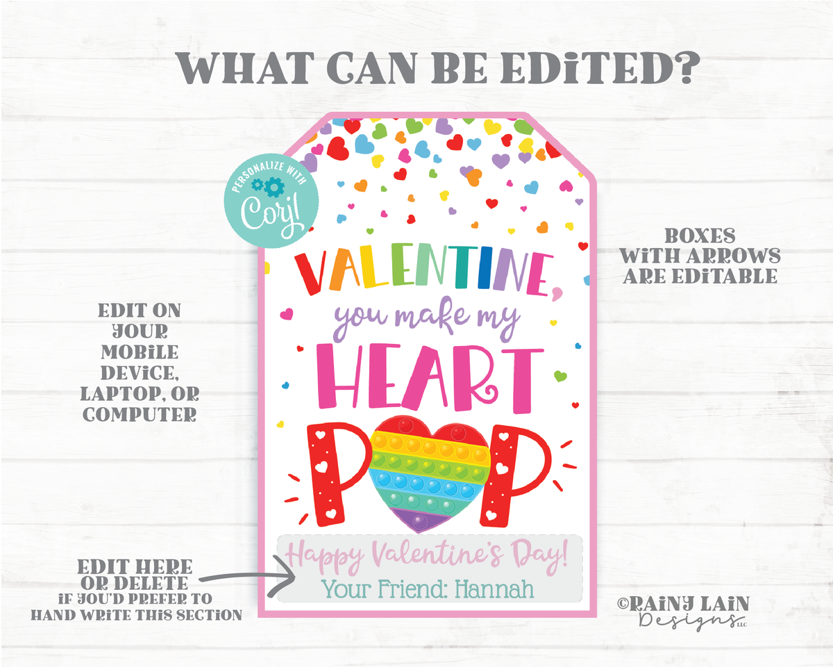 Pop Valentine You Make my Heart Pop Tag Valentine's Day Fidget Toy Gif ...