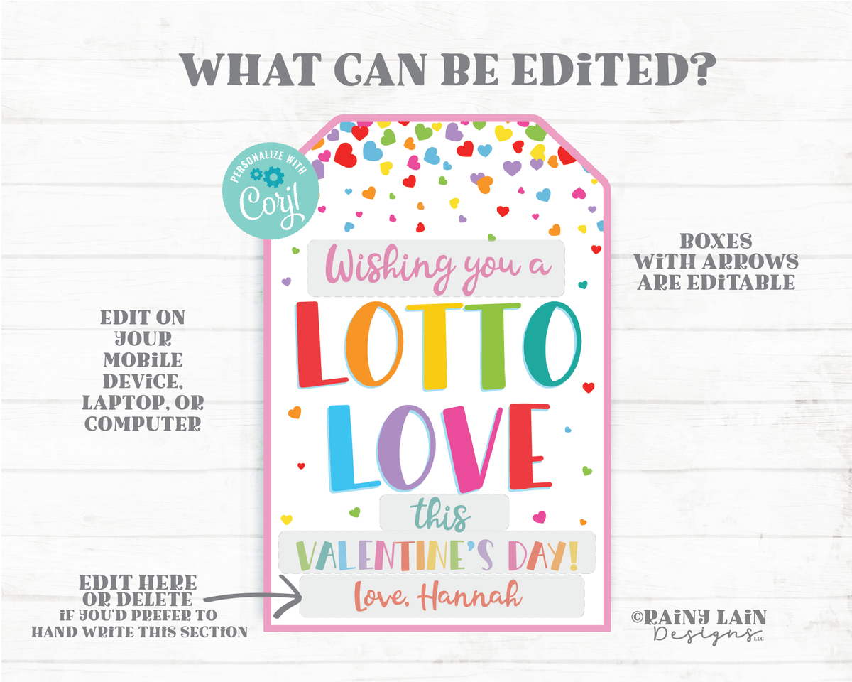 Wishing you a Lotto Love Lottery Gift Valentine's Day Lotto Tags Staff ...