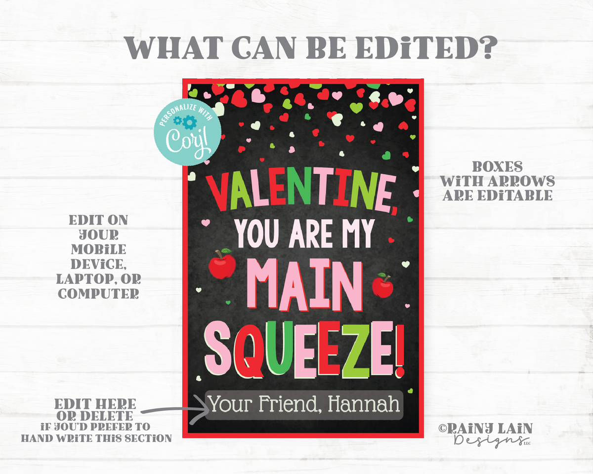 Valentine My Main Squeeze Applesauce Pouch Packet Apple Sauce Preschoo ...