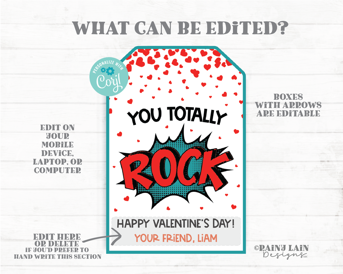 You Totally Rock Valentine You Rock Painting Valentine's Day Tag Rocks ...