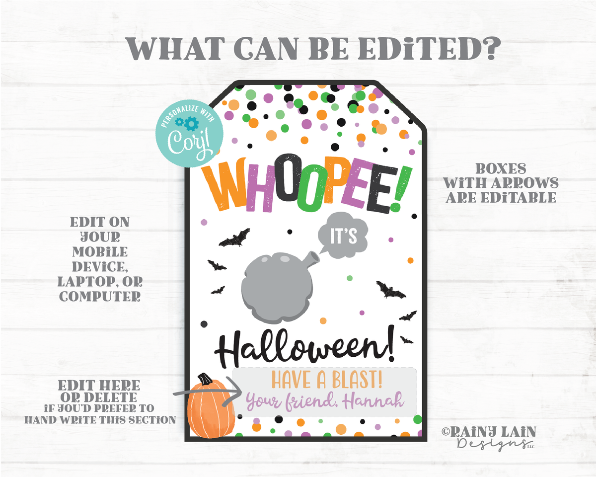 Whoopee Cushion Halloween Gift Tag Whoopee It's Halloween Whoopie Pres ...