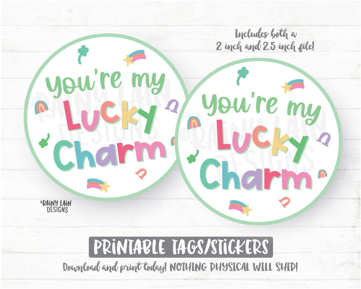 You're my lucky Charm Tag, Happy St Patrick's Day Tag, Printable Cooki ...