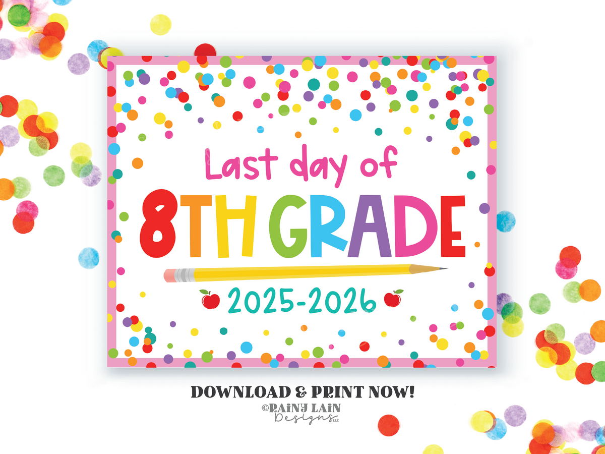 First and Last Day of 8th grade Sign Set, 1st Day of Eighth Grade Prin ...