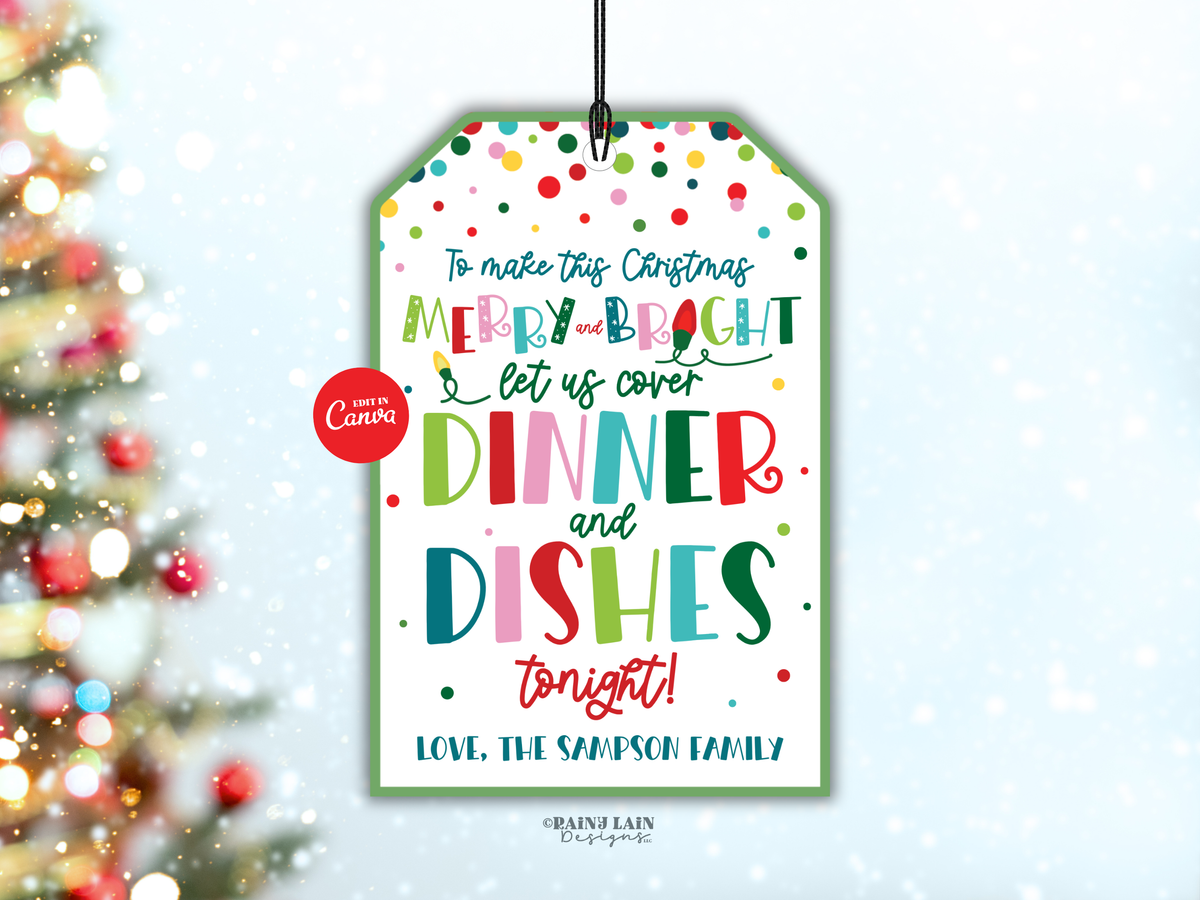 Printable Christmas Dinner Dishes Gift Tag for Teacher, Coworker, Frie ...