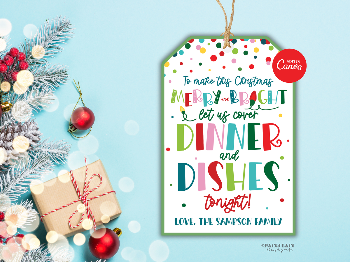 Printable Christmas Dinner Dishes Gift Tag for Teacher, Coworker, Frie ...