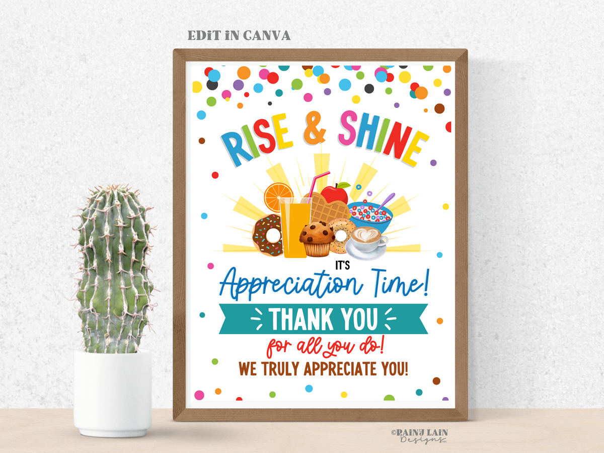 Editable Breakfast Appreciation Sign, Teacher Appreciation Week Templa ...