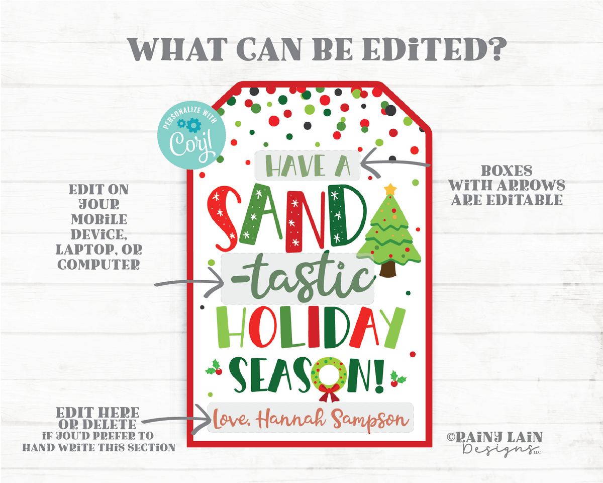 Holiday Sand Gift Tag Sandtastic Christmas Play Sand Favor Winter Brea ...