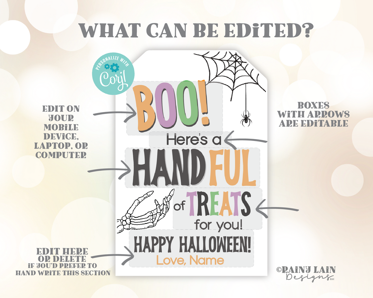 Boo Here's a HANDful of Treats for You Student Gift Tag, Hand Shaped F ...