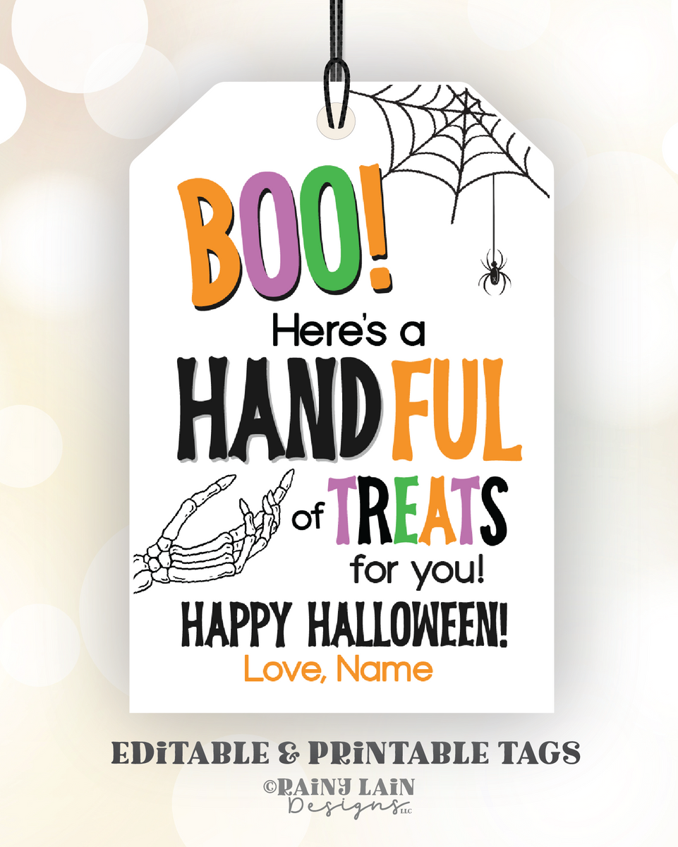 Boo Here's a HANDful of Treats for You Student Gift Tag, Hand Shaped F ...