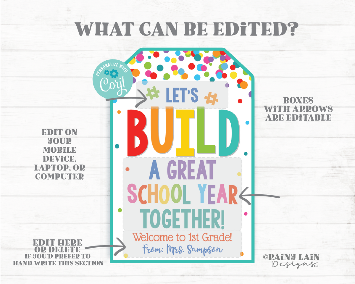 Let's Build A Great School Year Together Tag Editable Building Blocks ...