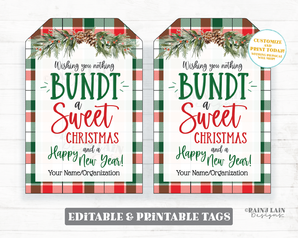 Bundt Cake Gift Tag Nothing Bundt a Sweet Christmas Holiday Bundt'ch H ...
