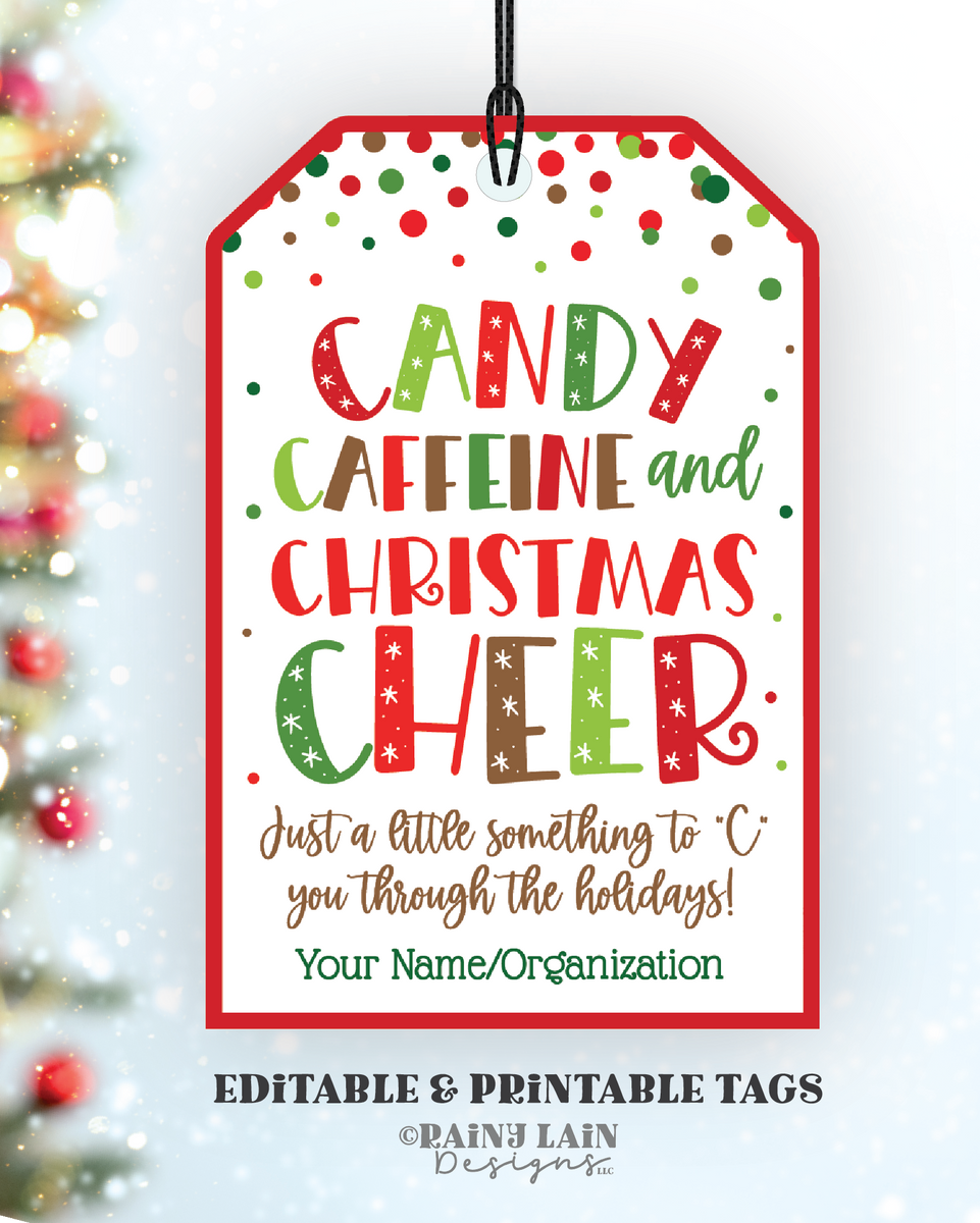Candy Caffeine and Christmas Cheer Tag Holiday Appreciation Chocolate ...