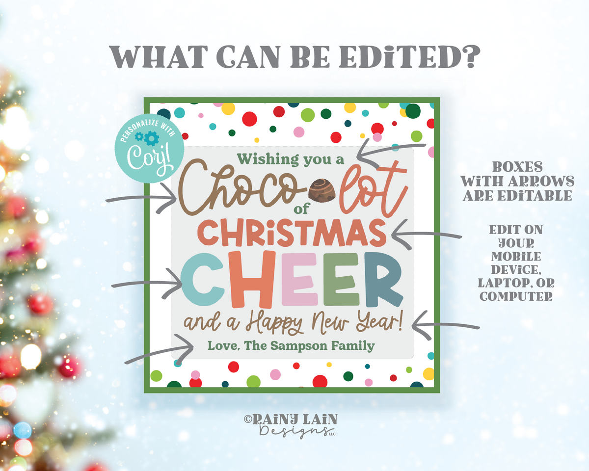Choco-Lot Gift Tag, Editable Christmas Chocolate Candy Staff Teacher H ...