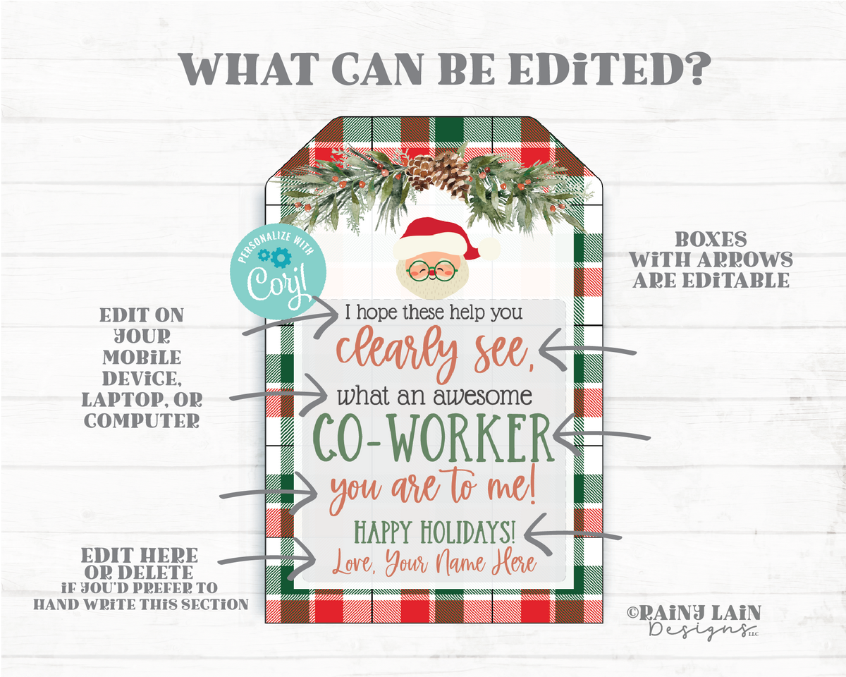 Clearly See Christmas Gift Tag Lens Wipes Blue Light Glasses Reading H ...