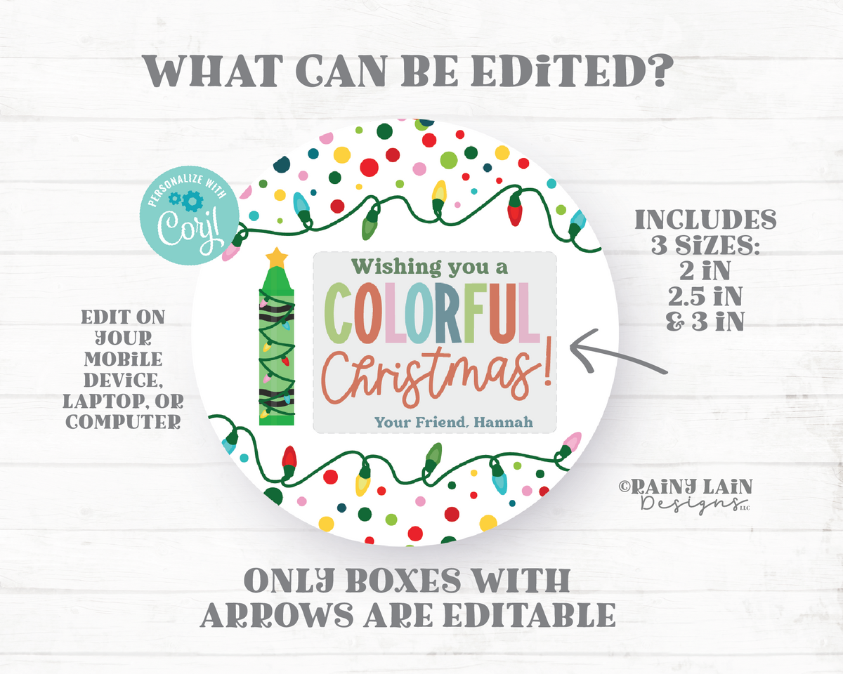Editable Colorful Christmas Gift Tag, Crayon, Coloring Book, From Teac ...