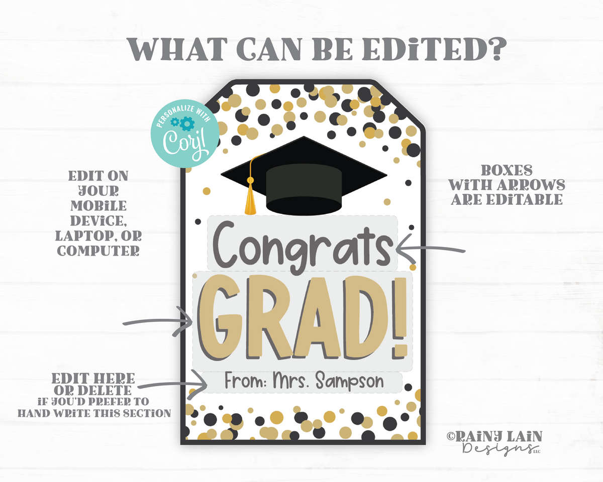 Graduation Gift Tag, High School Class of 2025 Printable, Preschool Co ...