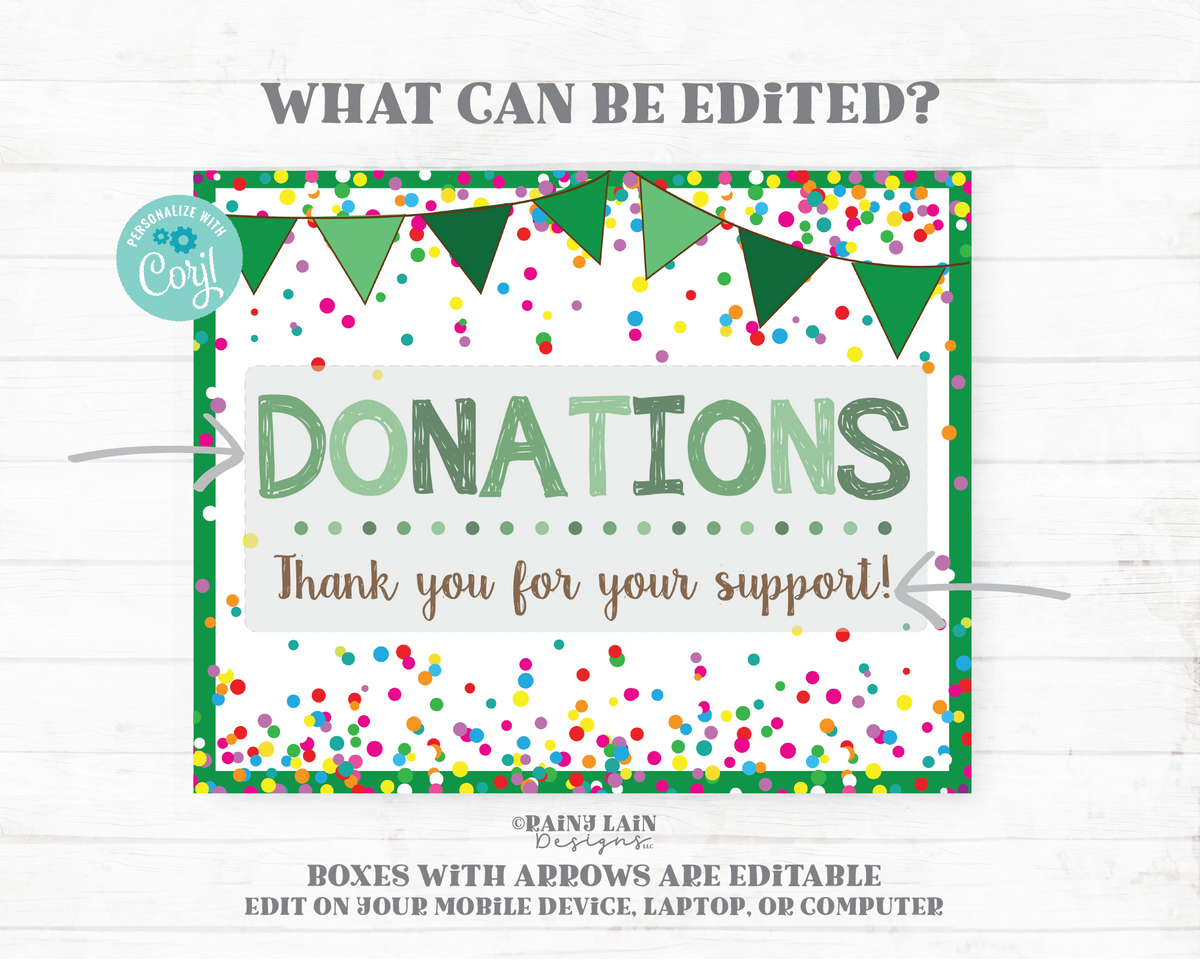 EDITABLE Donations Sign, Printable Fundraiser, Donate Military Troops ...