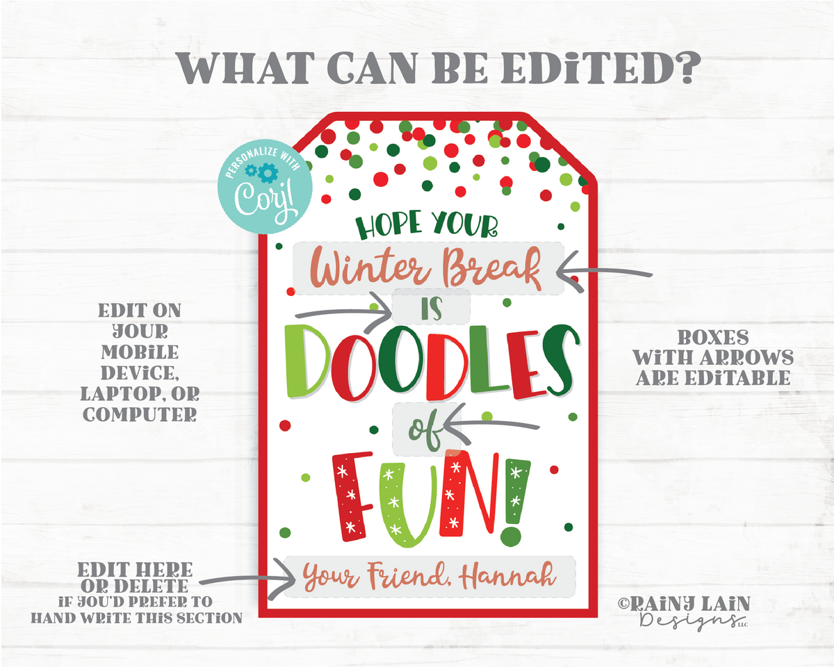 Doodles of Fun Tag Winter Break Gift Pencils Markers Sketch Pad Christ ...