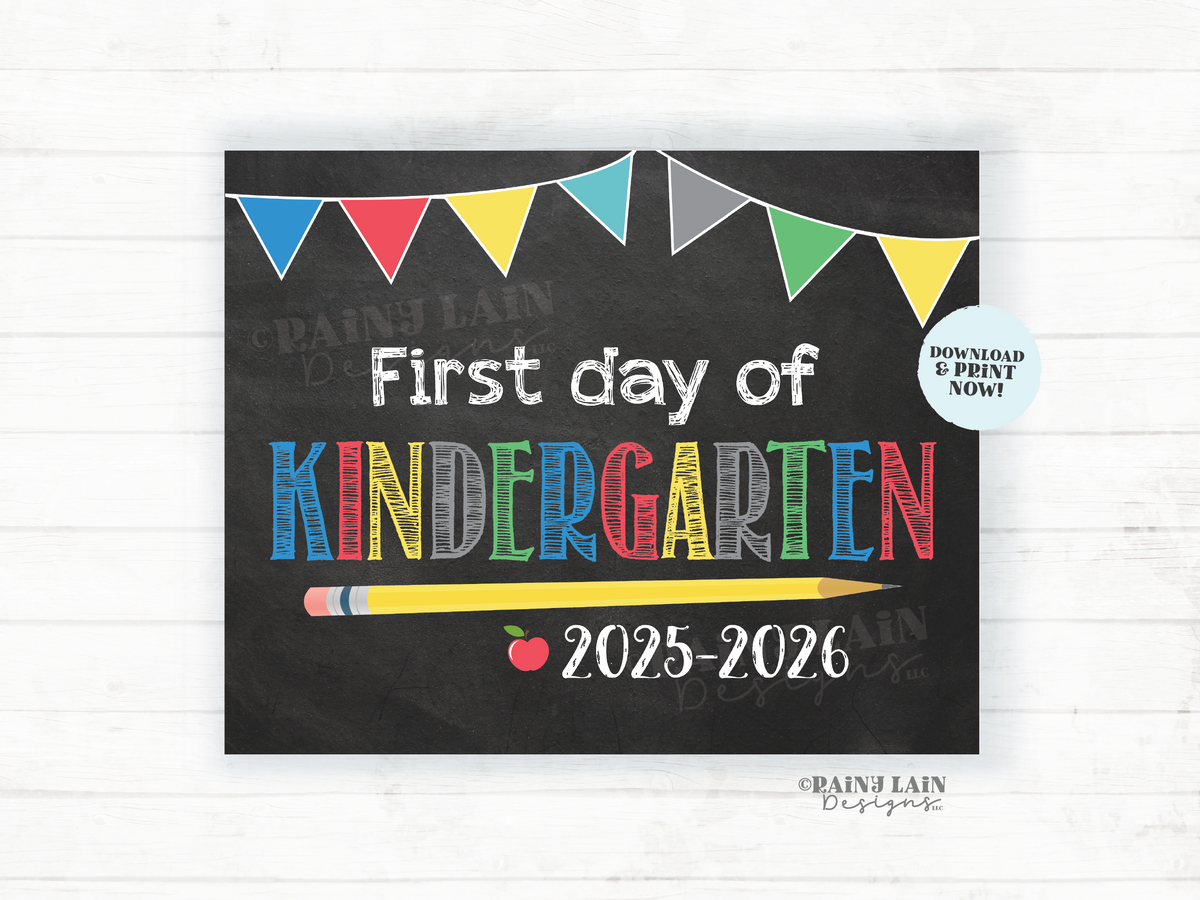 First Day of Kindergarten Sign Boy Printable First Day of School Sign ...