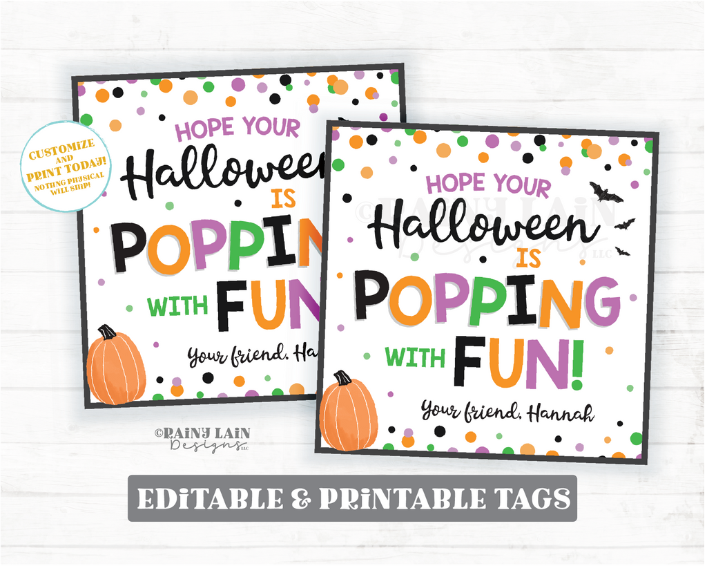 Halloween Pop Gift Tag Square Halloween is Popping with Fun Tag Hallow ...