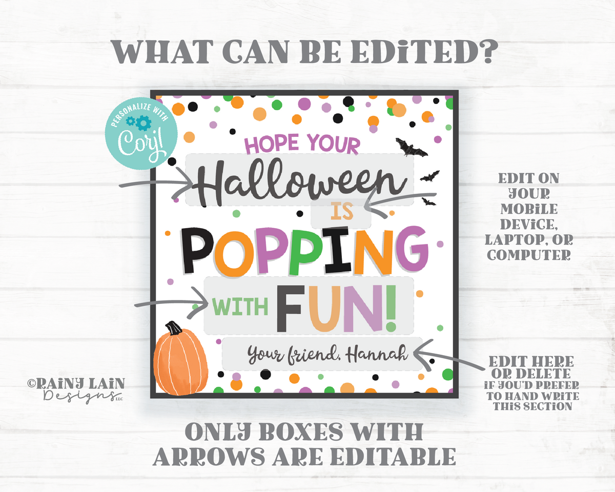 Halloween Pop Gift Tag Square Halloween is Popping with Fun Tag Hallow ...