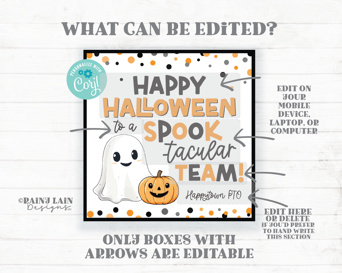 Editable Halloween Gift Tag Template Happy Halloween to a Spook-tacula ...