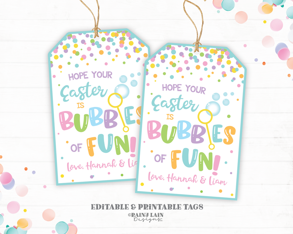 Hope your Easter is Bubbles of Fun Tags Spring Break School Gift Tags ...