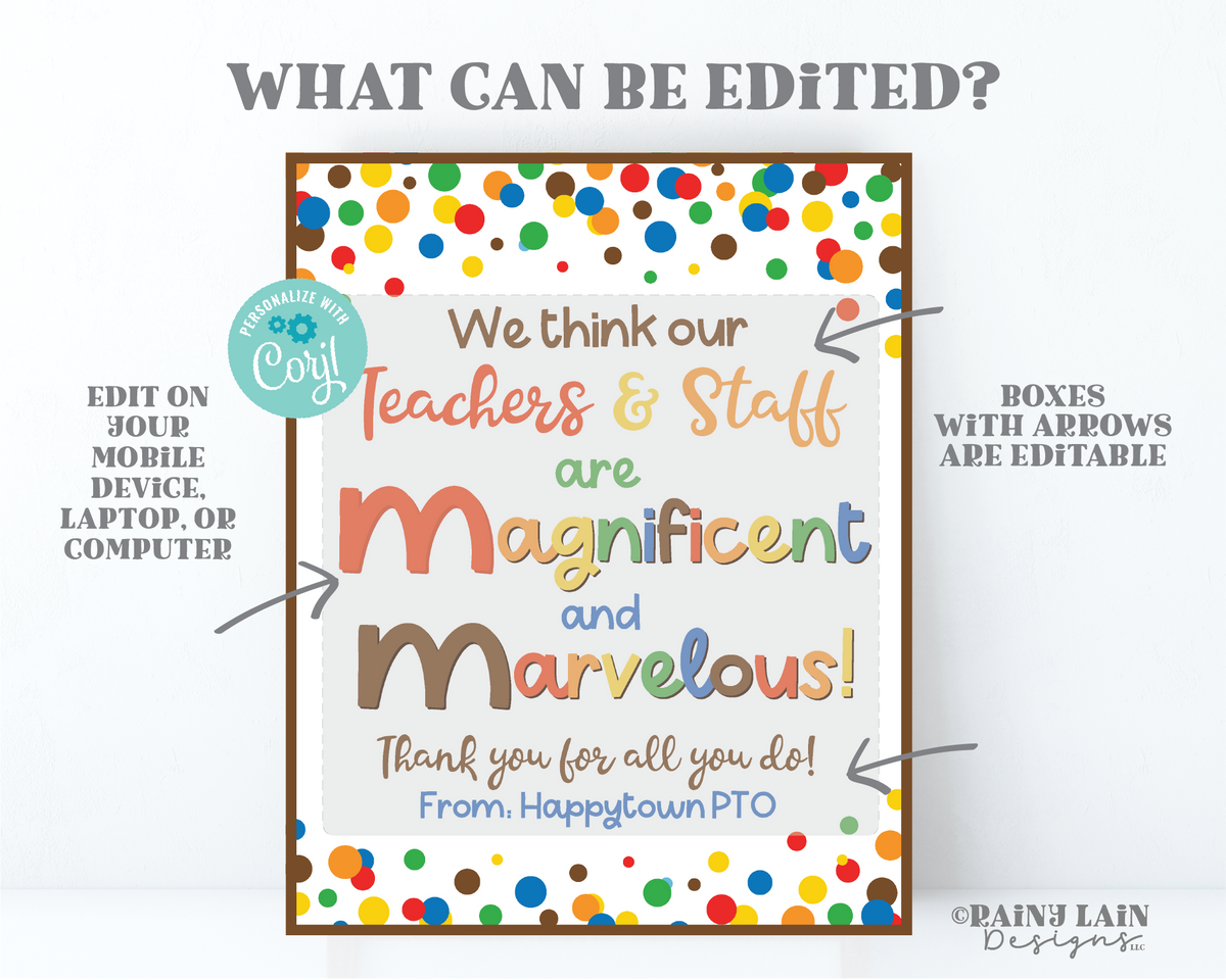 Magnificent & Marvelous Sign Ms Chocolate Teacher Thank you for all yo ...