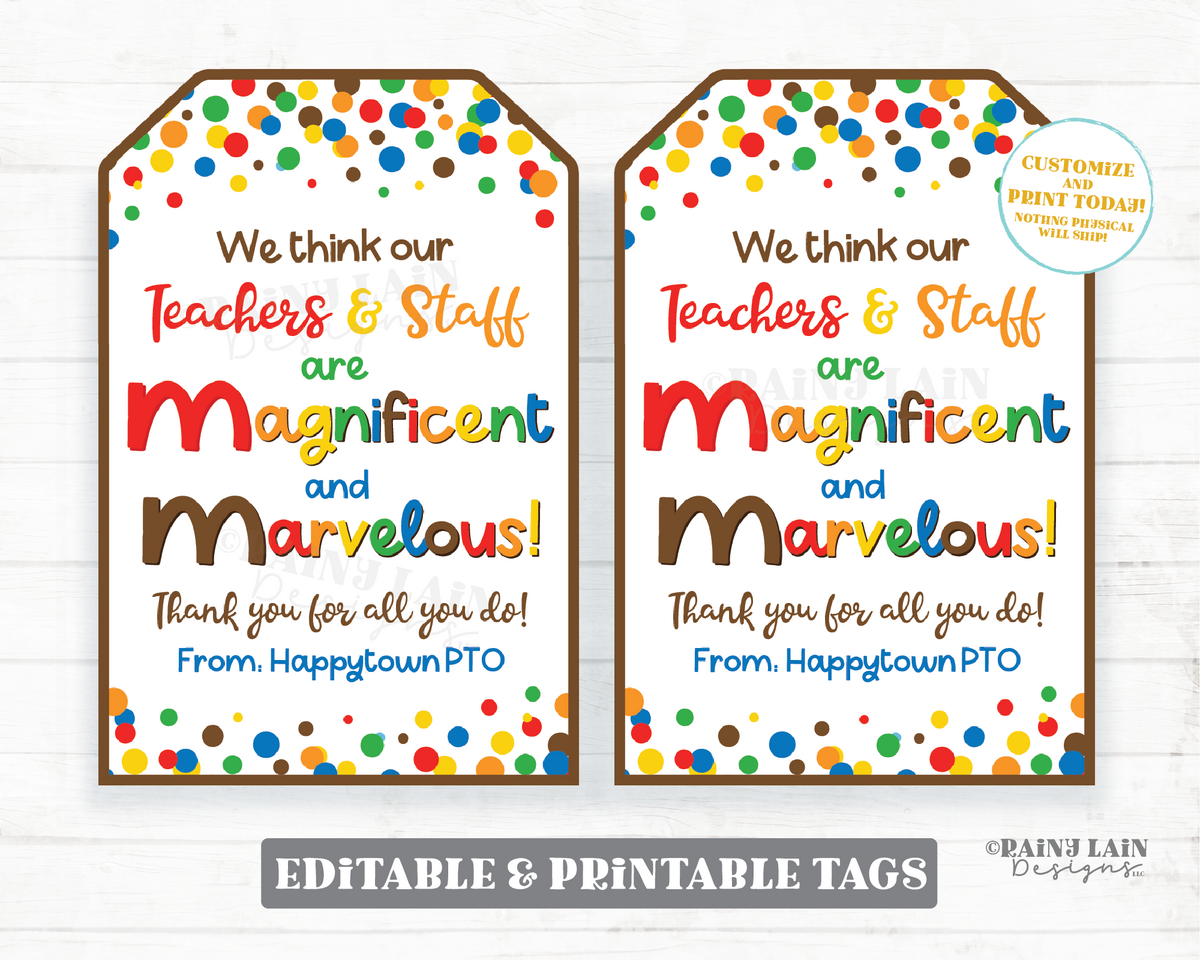 Magnificent & Marvelous Tag Ms Chocolate Teacher Gift Thank you Employ ...