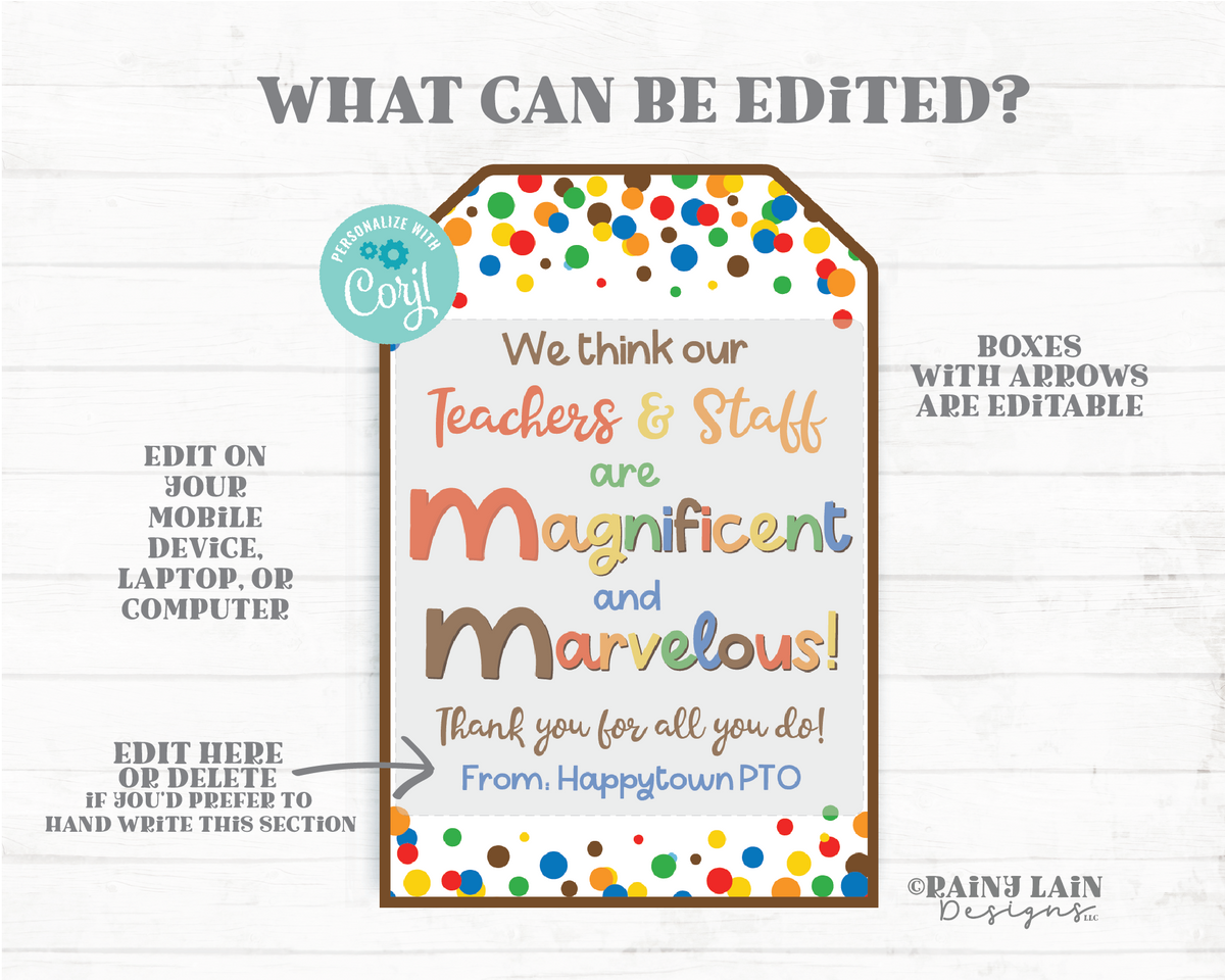 Magnificent & Marvelous Tag Ms Chocolate Teacher Gift Thank you Employ ...
