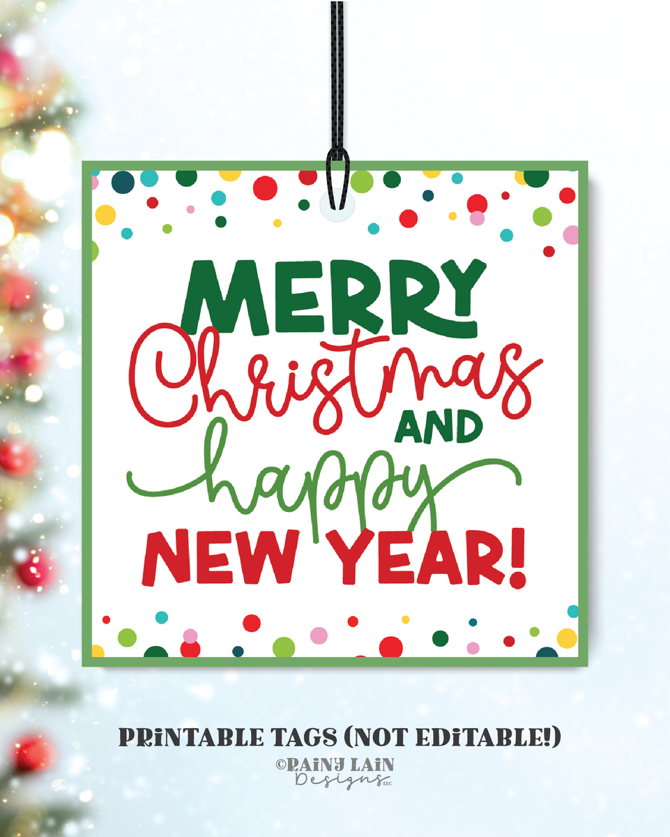 Merry Christmas and Happy New Year Tag, Instant Digital Download, Gift ...