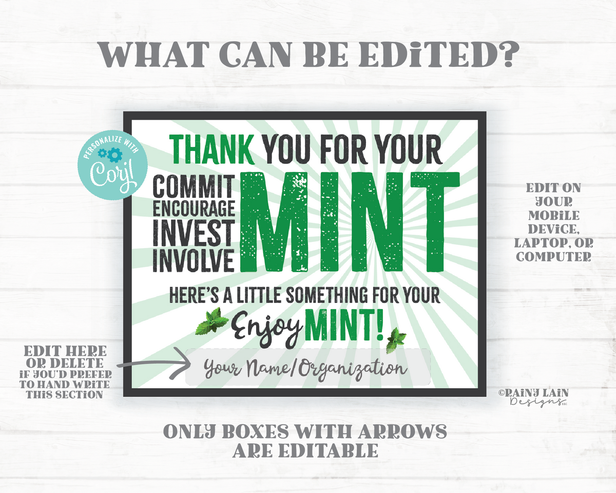 Mint Gift Tags Employee Appreciation Company Volunteer Co-Worker Staff ...
